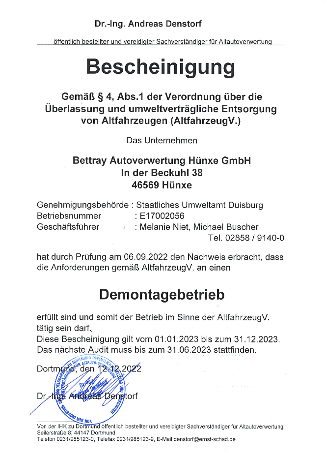 Aktuelles – Bettray – Autoverwertung